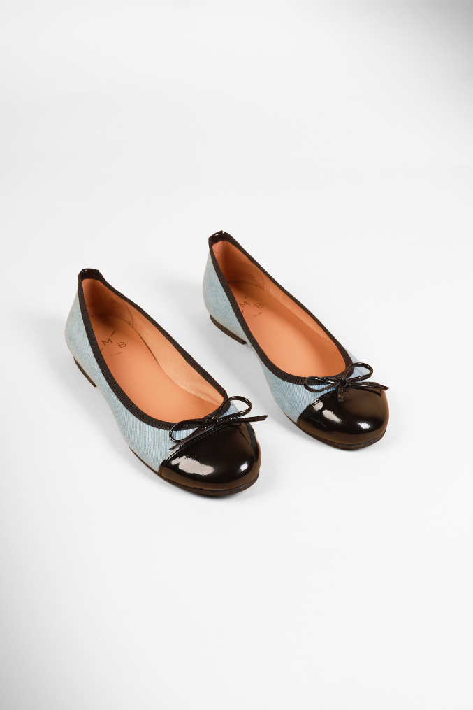 CARA DENIM BLUE - Two-Tone Ballerinas – KMB shoes
